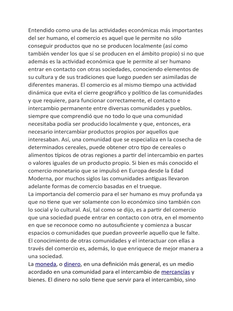 Importancia Del Comercio | PDF | Comercio | Permuta