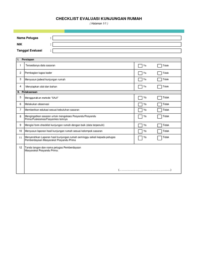 Ceklis Evaluasi | PDF