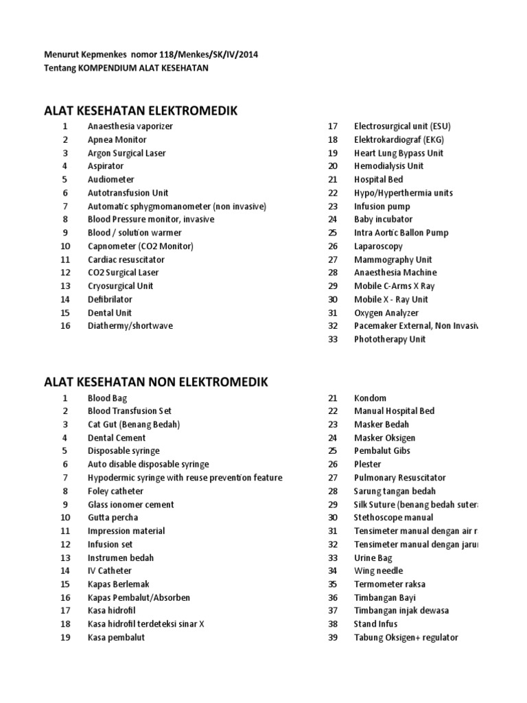 Macam-Macam Alkes | PDF | Clinical Medicine | Medical Specialties