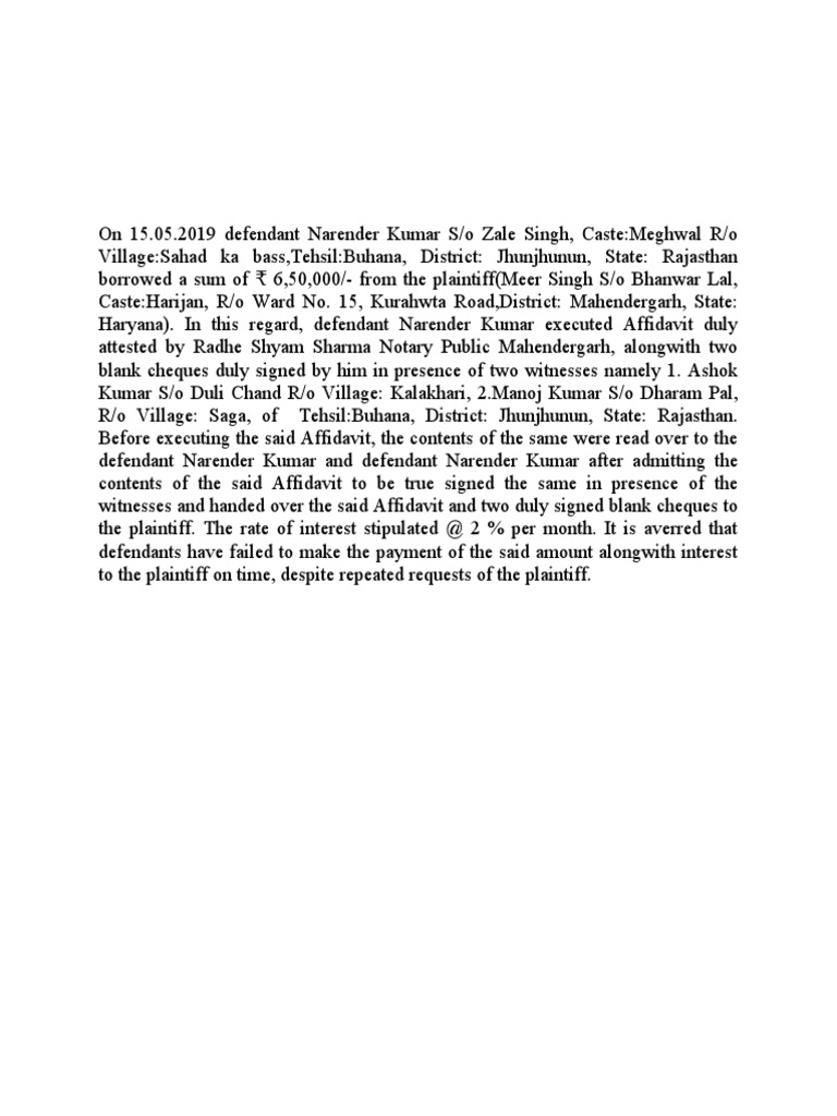 Affidavit Evidence in Section 138 Case | PDF | Cheque | Affidavit