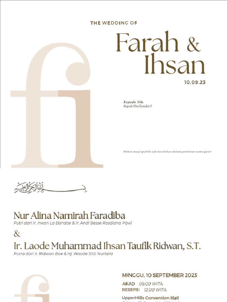 Farah & Ihsan Invitation | PDF Farah & Ihsan Invitation | PDF