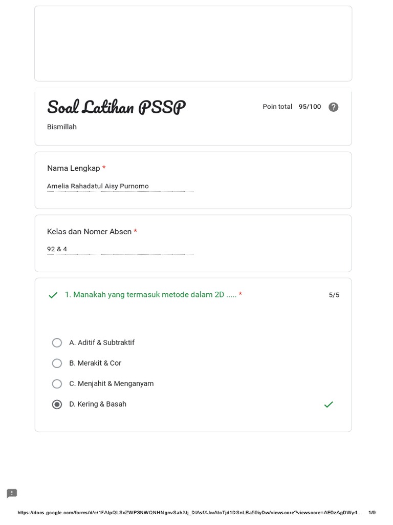 (Amel) Soal Latihan PSSP SBK Fix | PDF