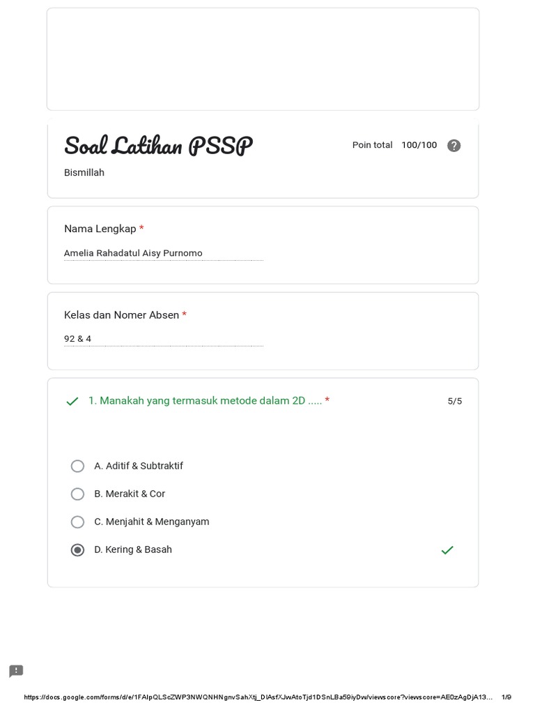 Soal Latihan PSSP SBK . | PDF | Seni & Disiplin Bahasa