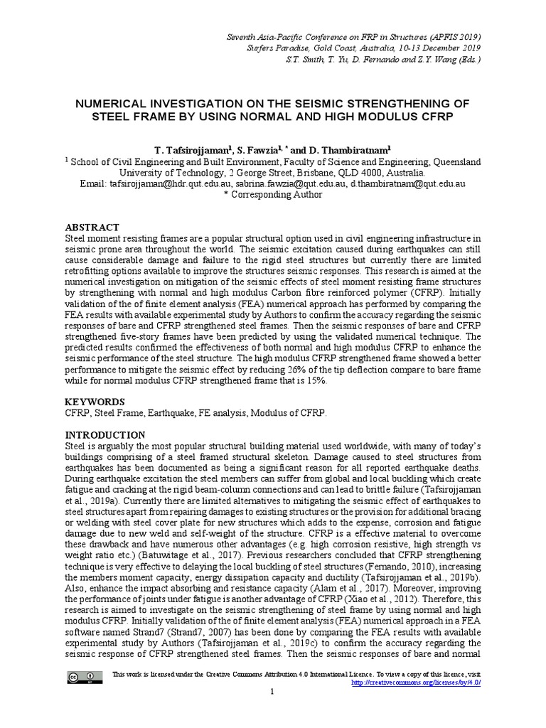 Seismic Strengthening of Steel Frames with CFRP | PDF | Young's Modulus ...