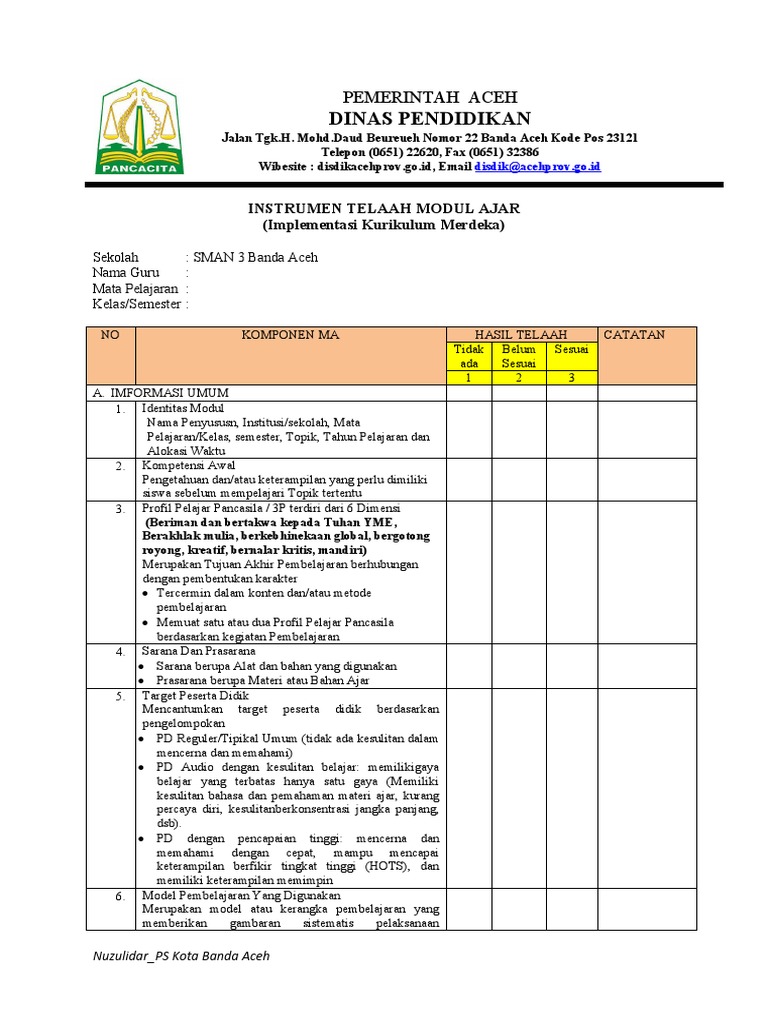 Telaah Modul Ajar - PSP | PDF