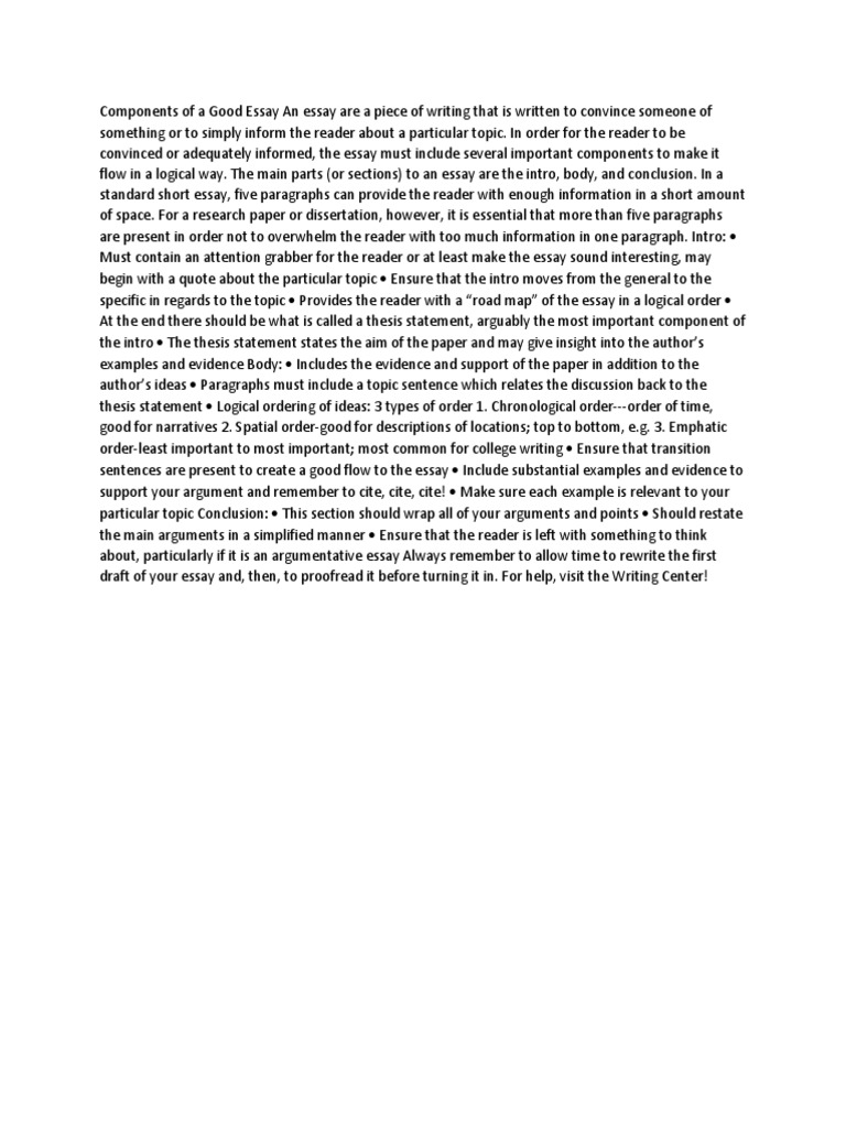 Key Components of a Good Essay | PDF | Language Arts & Discipline