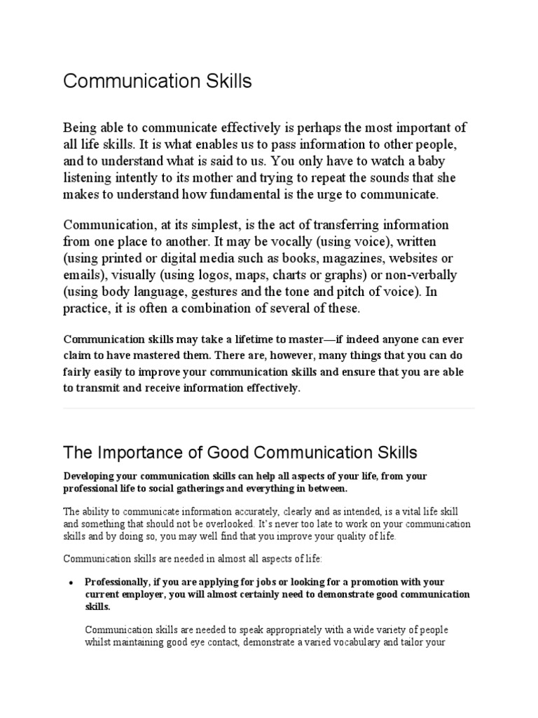 Communication Skills | Download Free PDF | Communication | Nonverbal ...