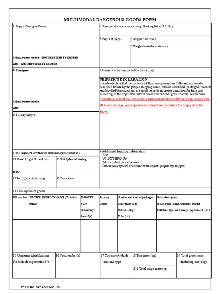 DG Form CPC | Download Free PDF | Dangerous Goods | Supply Chain Management