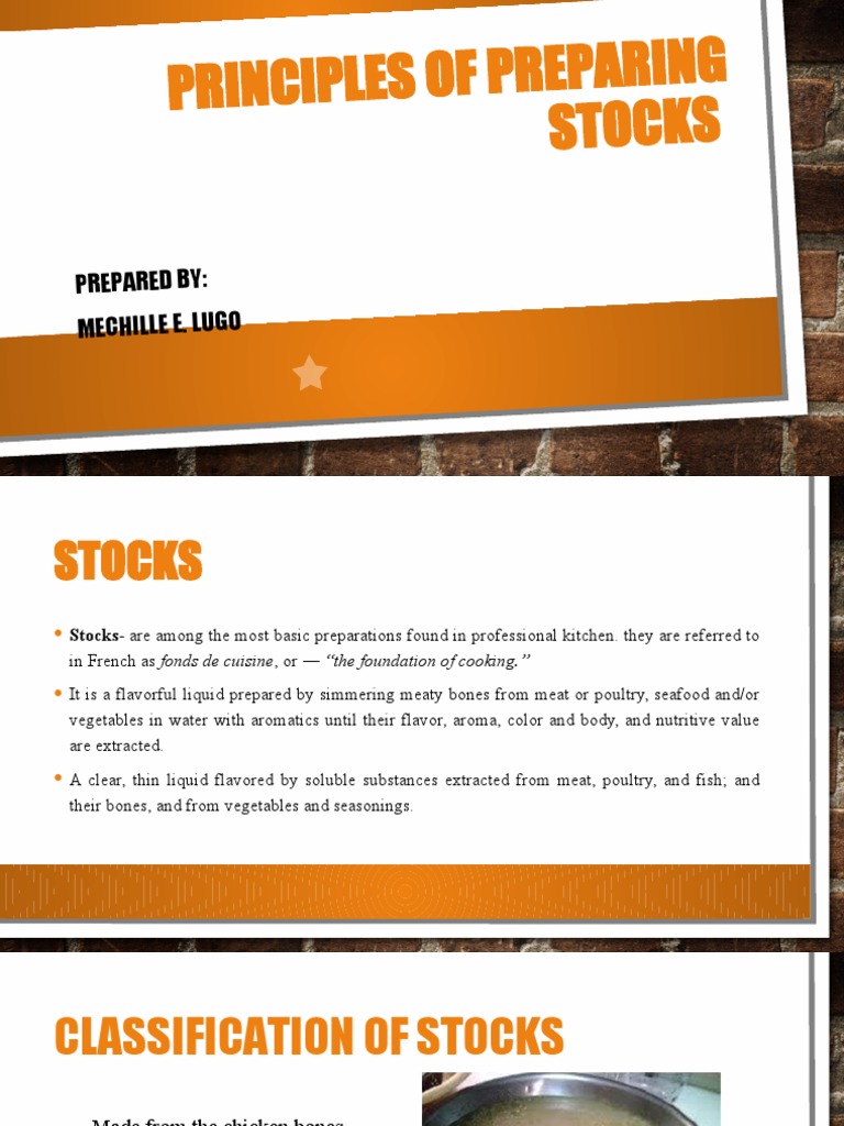 Principles of Preparing Stocks | PDF | Stock (Food) | Spice