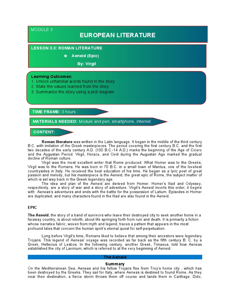 Roman Literature: The Aeneid | PDF | Aeneas | Aeneid