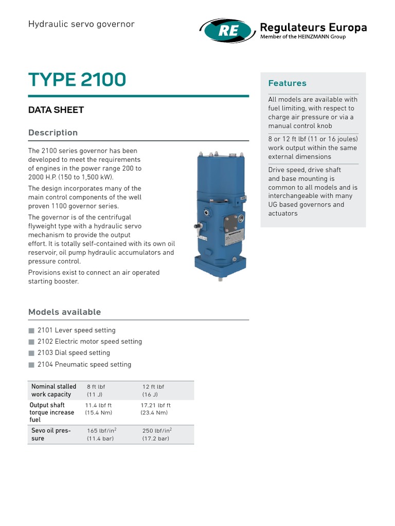 DS RE 2100 Hydraulic-Governor e | PDF