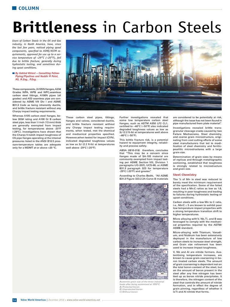 Brittleness in Carbon Steels 1 | PDF | Pipe (Fluid Conveyance) | Steel