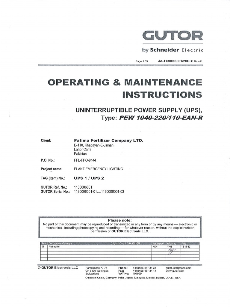Gutor 40KVA UPS Manual | PDF | Power Inverter | Rectifier