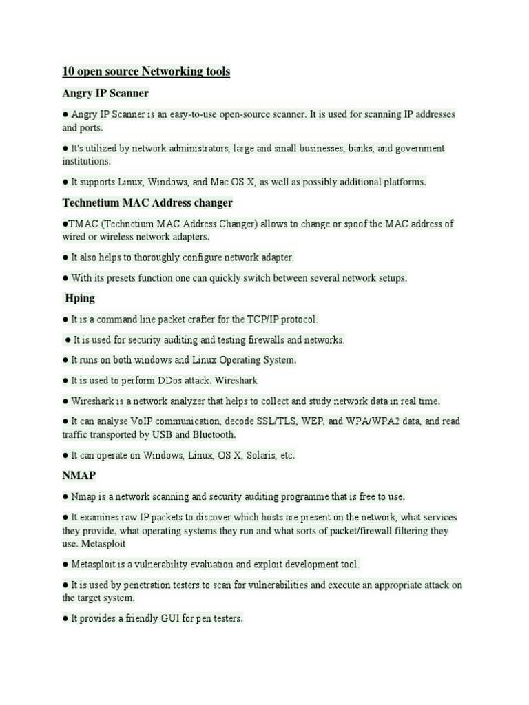 10 Open Source Networking Tools Pdf Computer Network Internet Protocols