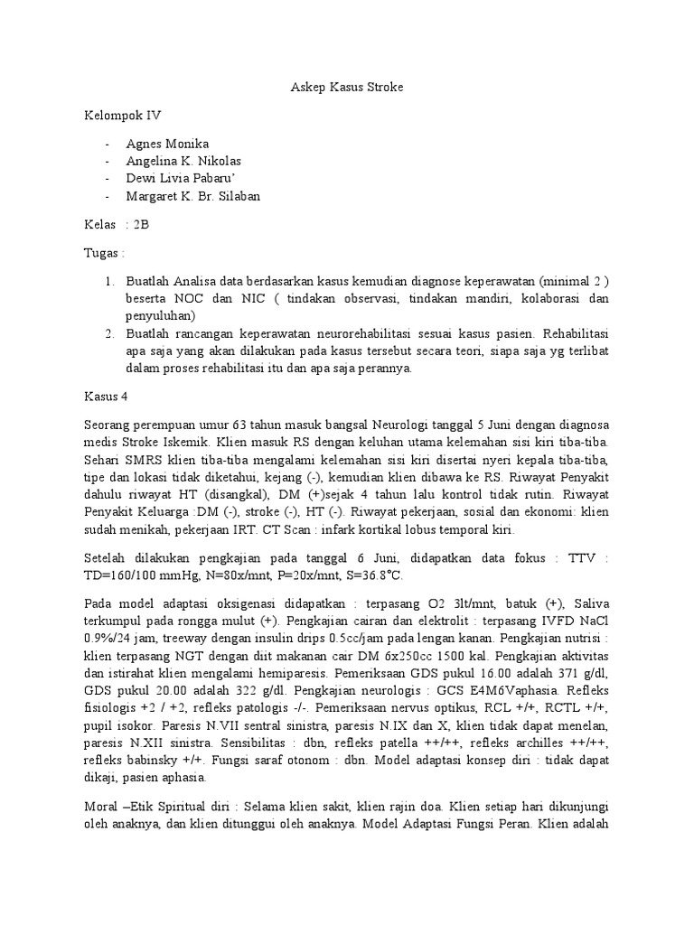 Askep Kasus Stroke Kel. 4 2B | PDF