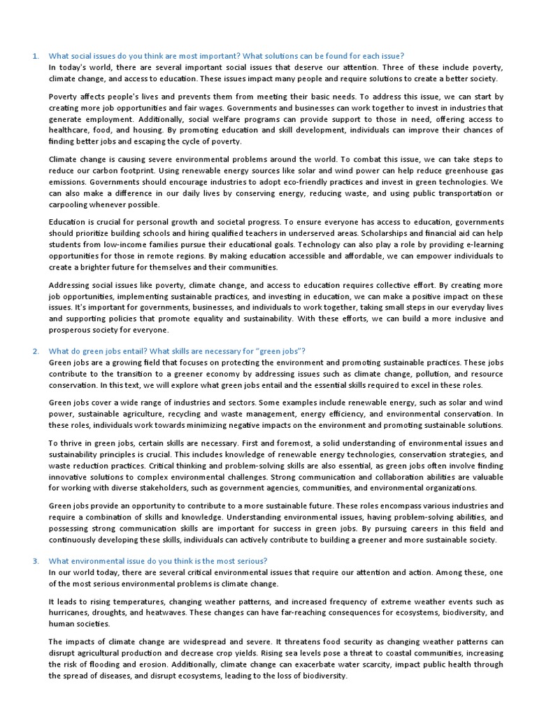 Modules 5-8. Speaking | PDF | Climate Change | Green Job