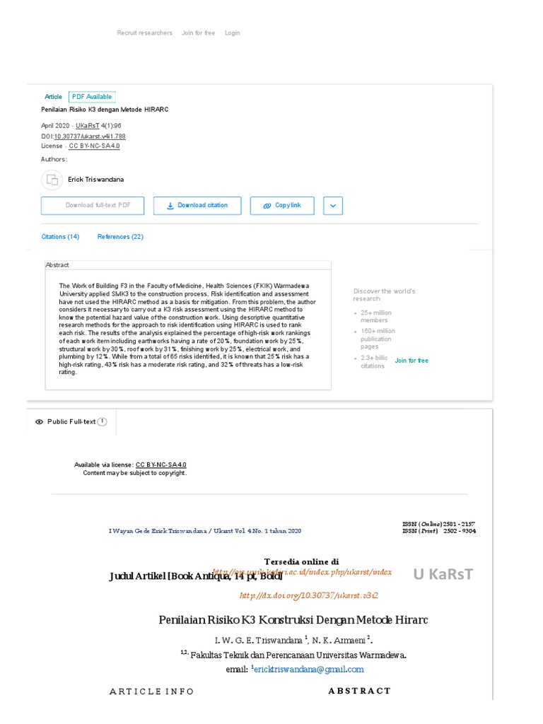 (PDF) Penilaian Risiko K3 Dengan Metode HIRARC | PDF | Risk | Safety