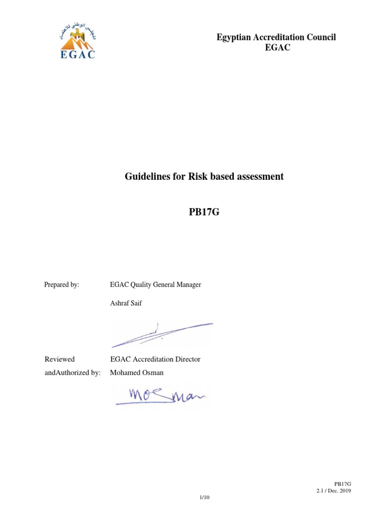 EGAC - Guidelines For Risk Based Assessment | PDF