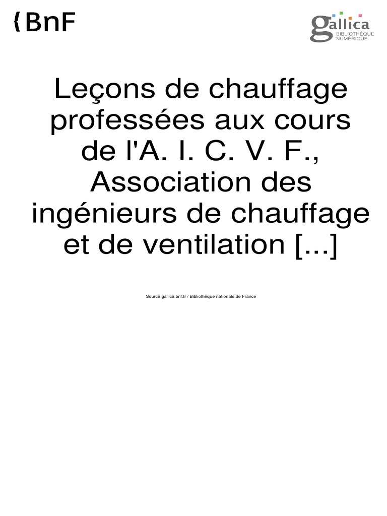Cours Supérieur de Chauffage AICVF | PDF