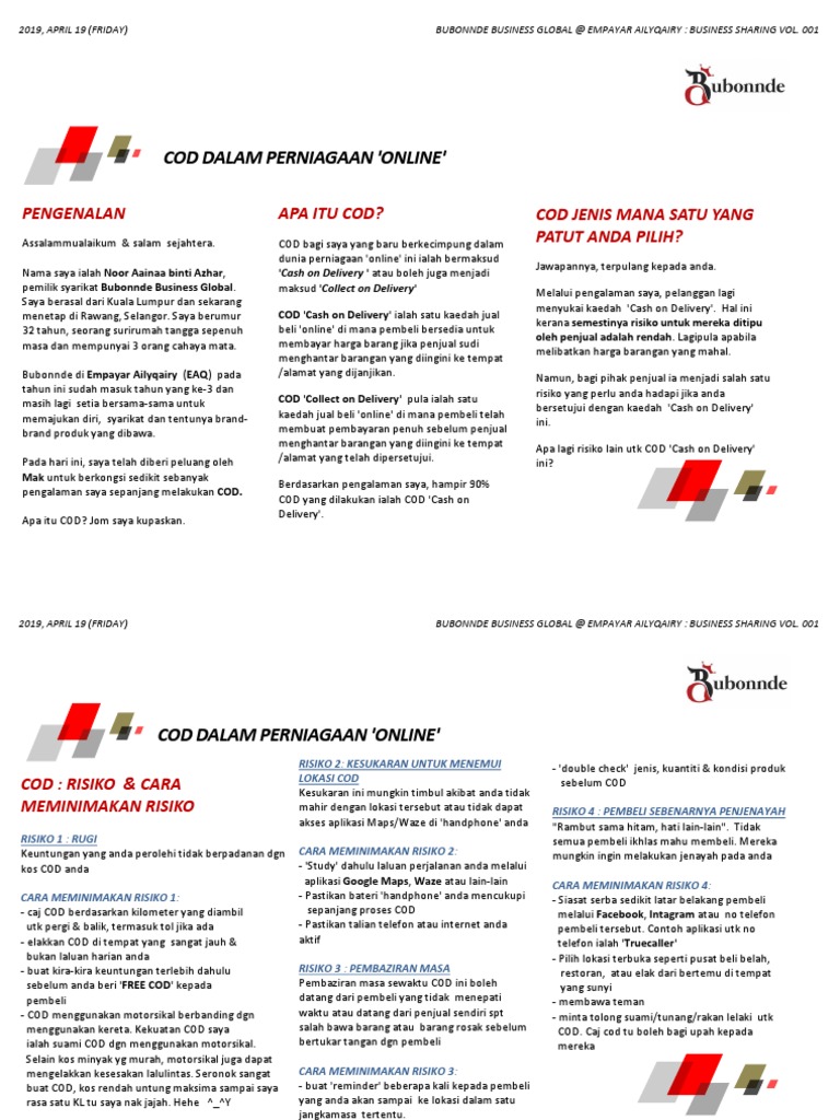 Cod Dalam Perniagaan Online | PDF