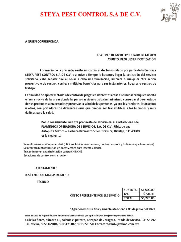 STEYA PETS CONTROL COTIZACION 1 | PDF