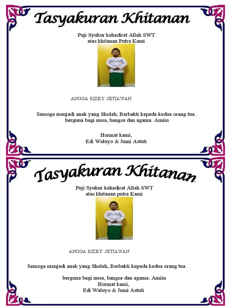Contoh Kartu Ucapan Khitan 3 | PDF