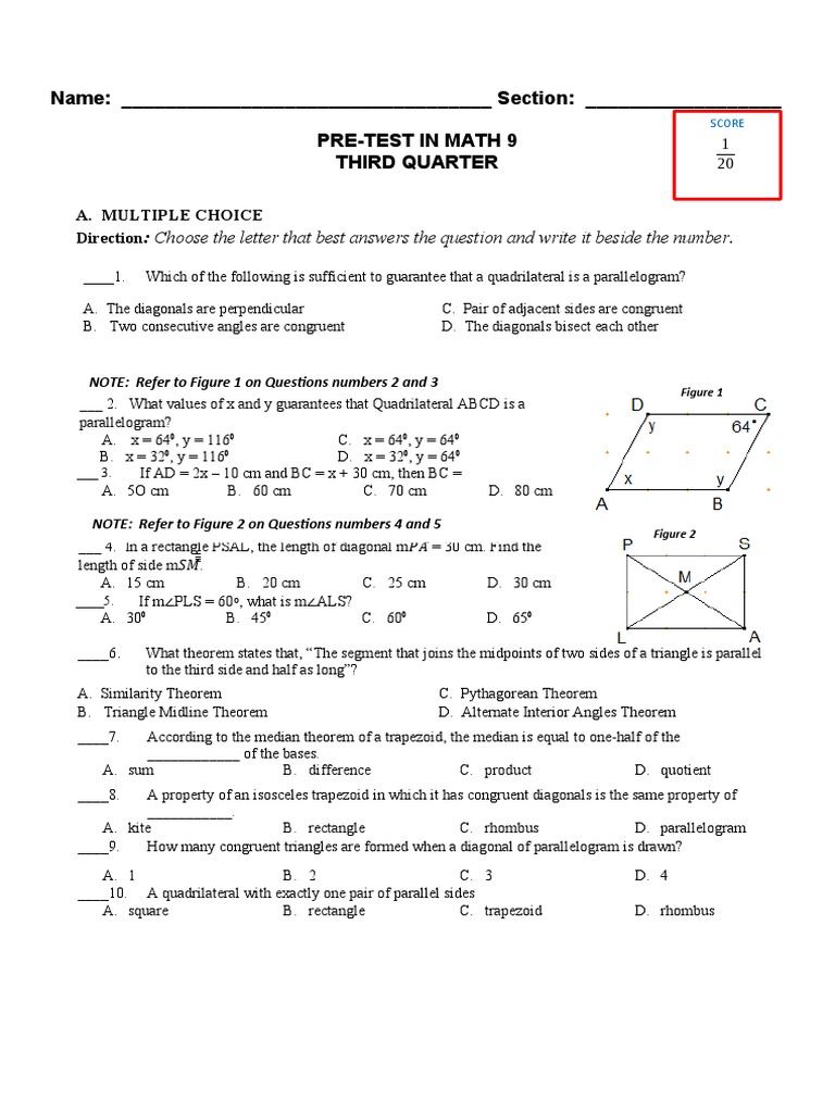 3rd Quarter Summative Test | PDF | Rectangle | Triangle
