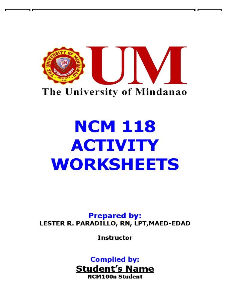 NCM 118L Worksheets | PDF