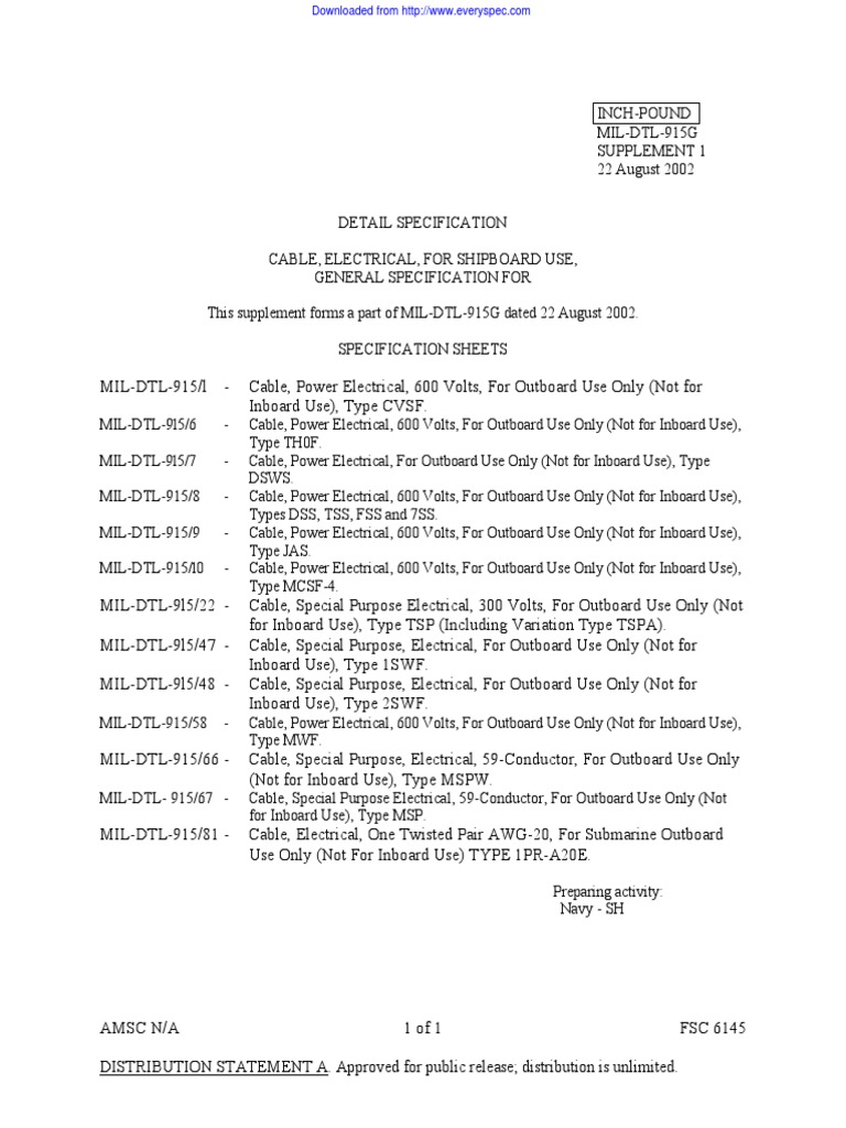 Mil DTL 915g Supplement 1 | PDF | Electrical Engineering | Electricity