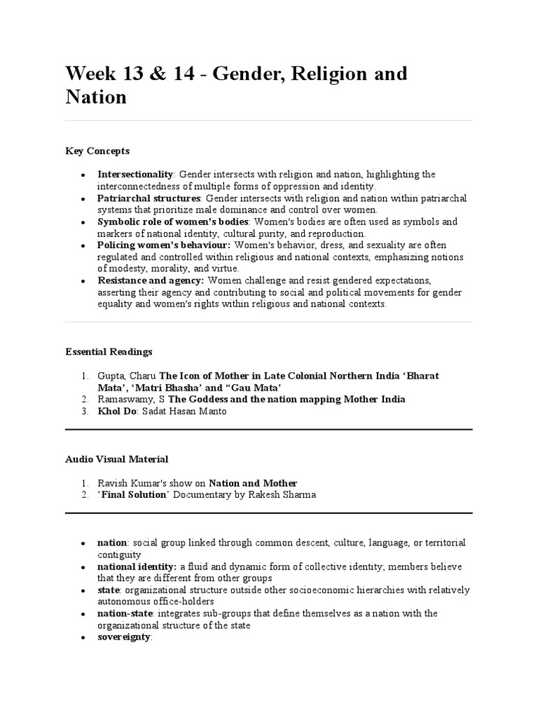 Week 13 | Download Free PDF | Mother | Gender