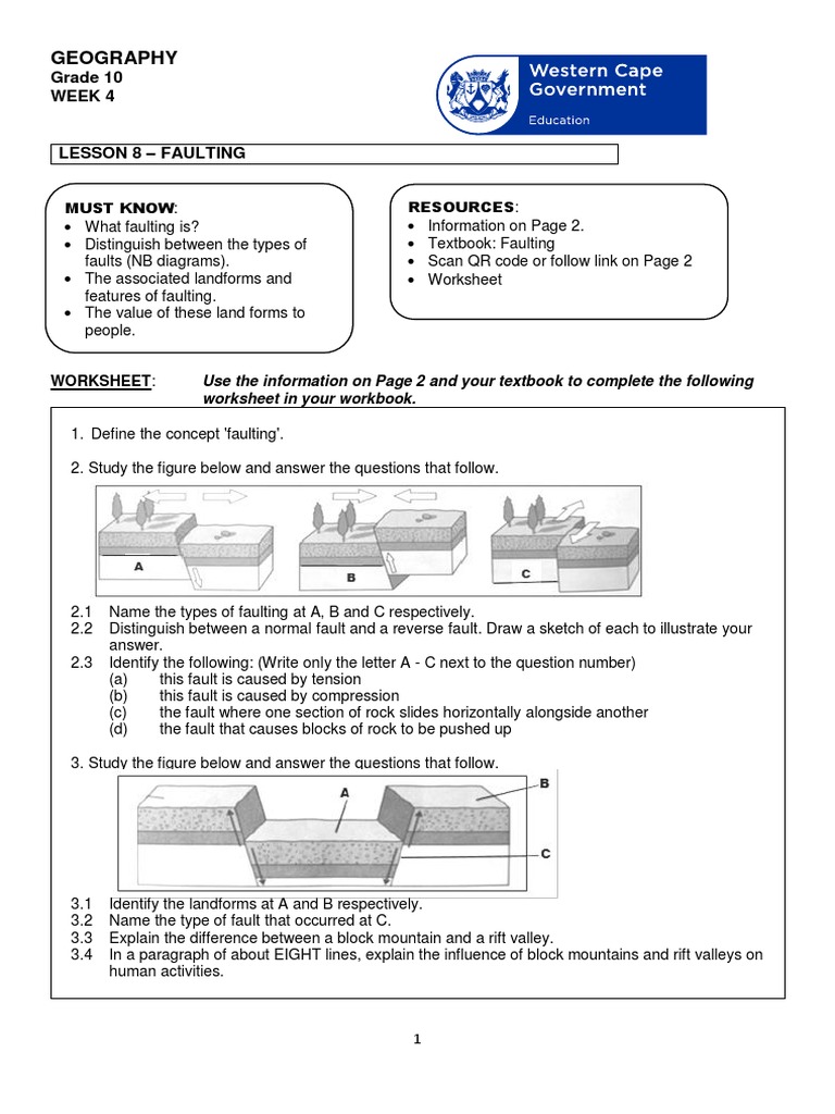 Grade 10 Week 4 Lesson 8 Faulting Fin | PDF | Fault (Geology) | Valley