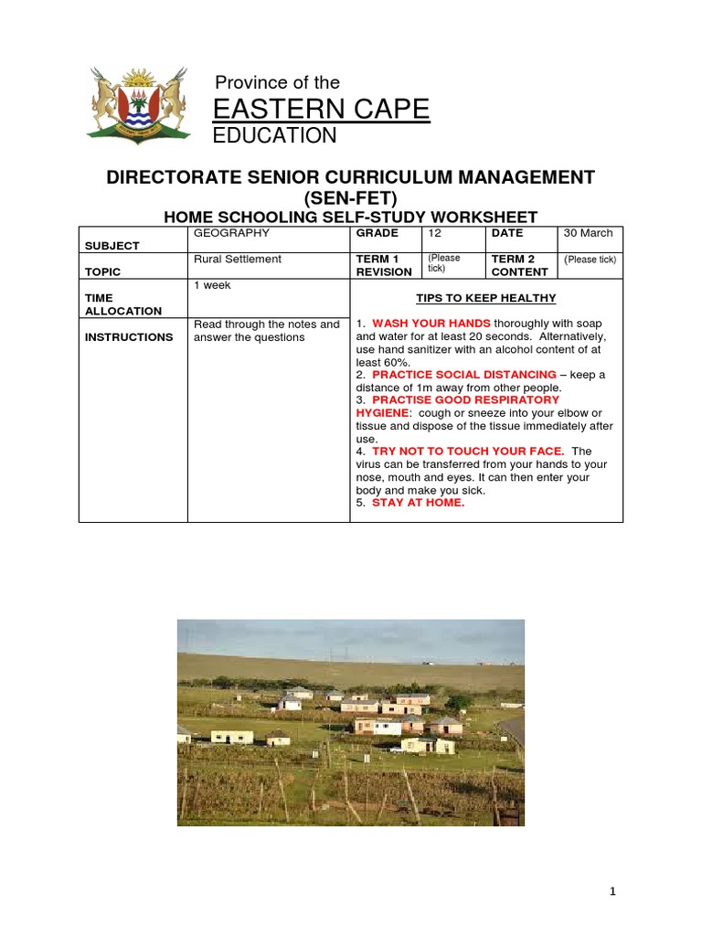 Geography Worksheet 1 Rural Settlements | Download Free PDF ...