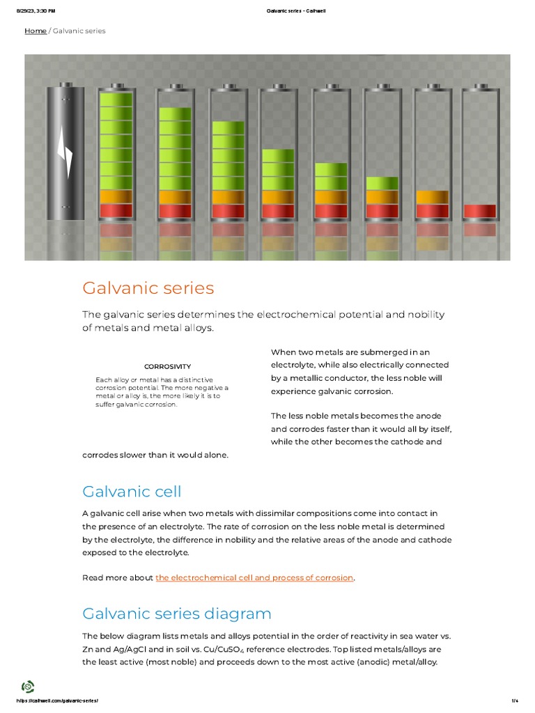 Galvanic Series - Cathwell | PDF | Corrosion | Electrochemistry