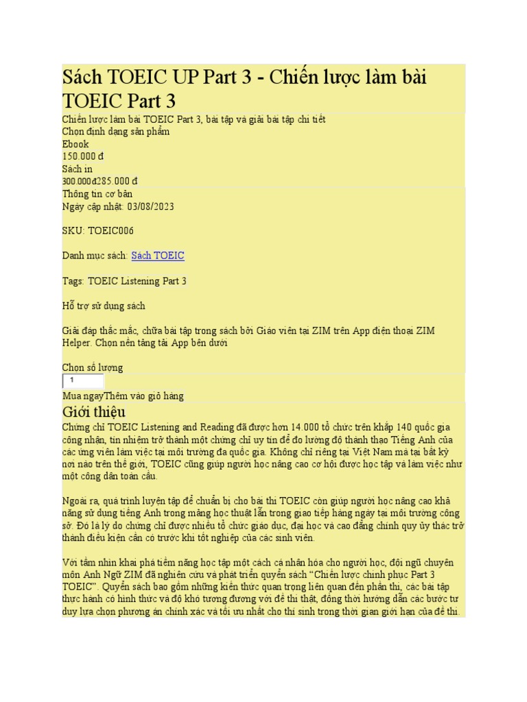 Sách TOEIC UP Part 3 | PDF