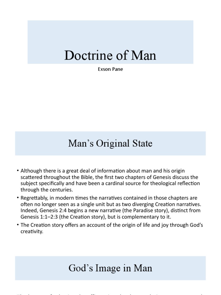 Doctrine of Man | PDF | Image Of God | Genesis Creation Narrative