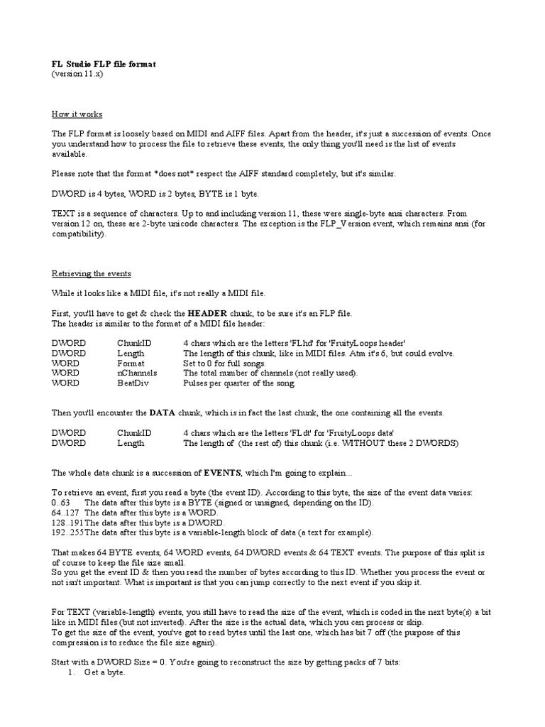 FLP Format (v11) | PDF | Bit | Byte