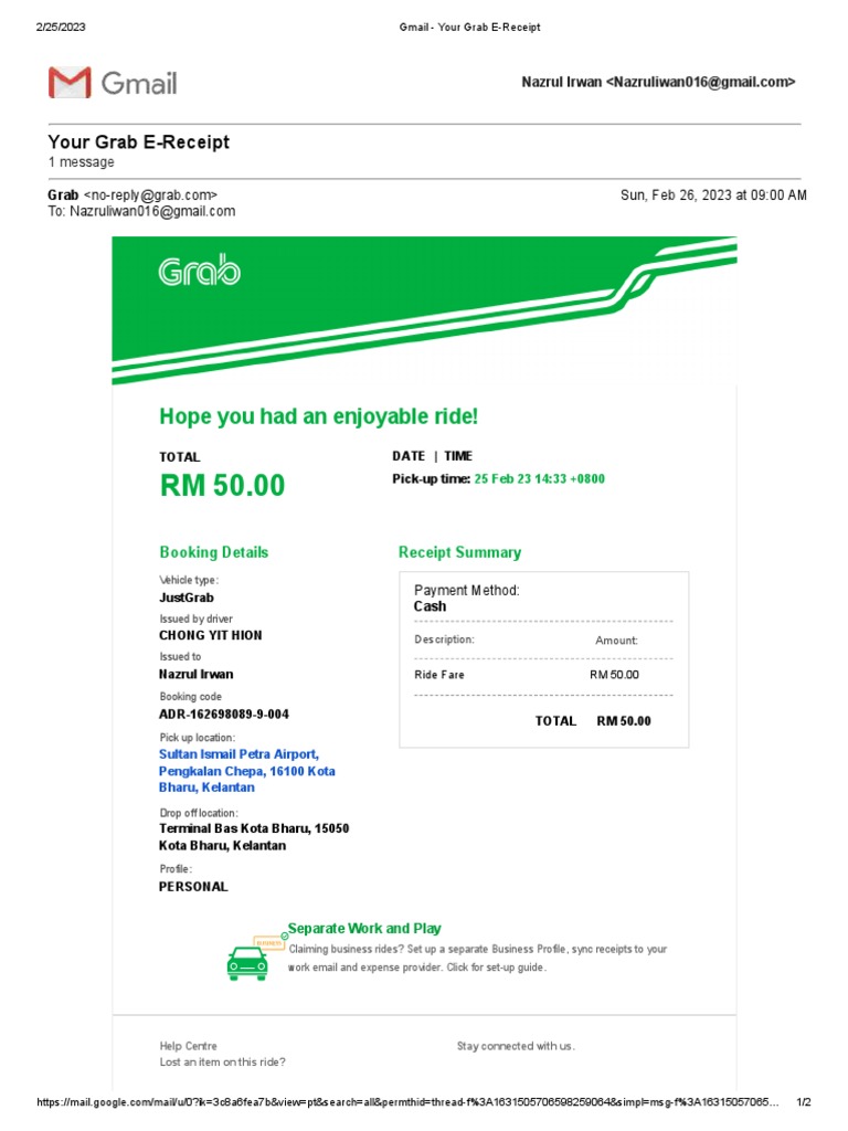 Grab E Receipt | PDF | Service Industries