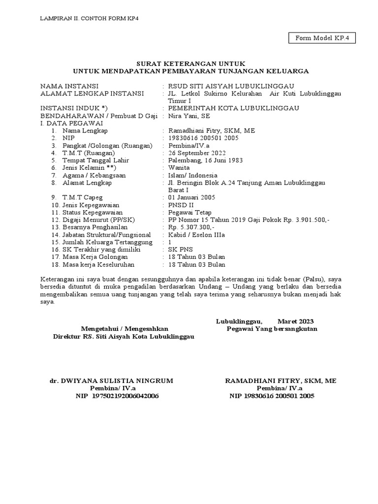 CONTOH_FORM KP4 | PDF