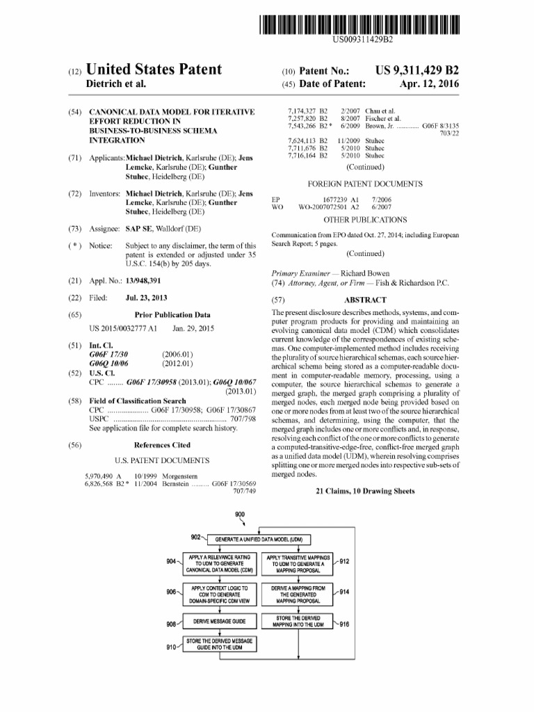 SAP SE Patent Issued For Canonical Data Model For Iterative Effort ... SAP SE Patent Issued For Canonical Data Model For Iterative Effort ...