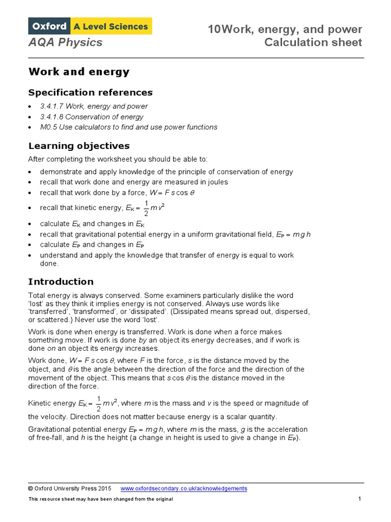 Work and Energy | PDF | Force | Kinetic Energy