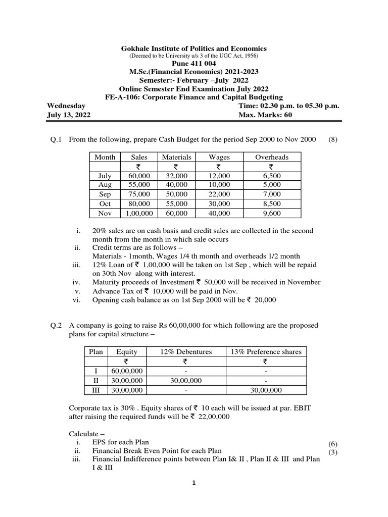 Corporate Finance and Capital Budgeting | PDF | Cost Of Capital | Dividend