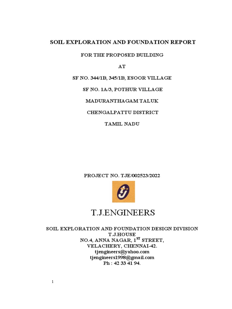 Final Soil Report - Esoor Village & Pothur Village - (Krishna Modern Rice Mill) | PDF | Soil ...