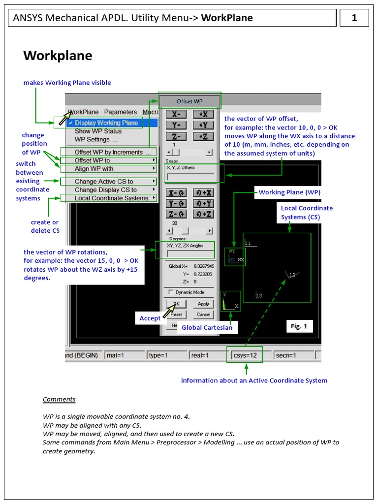 Workplane: Ansys Mechanical Apdl. Utility Menu - Workplane | PDF ...