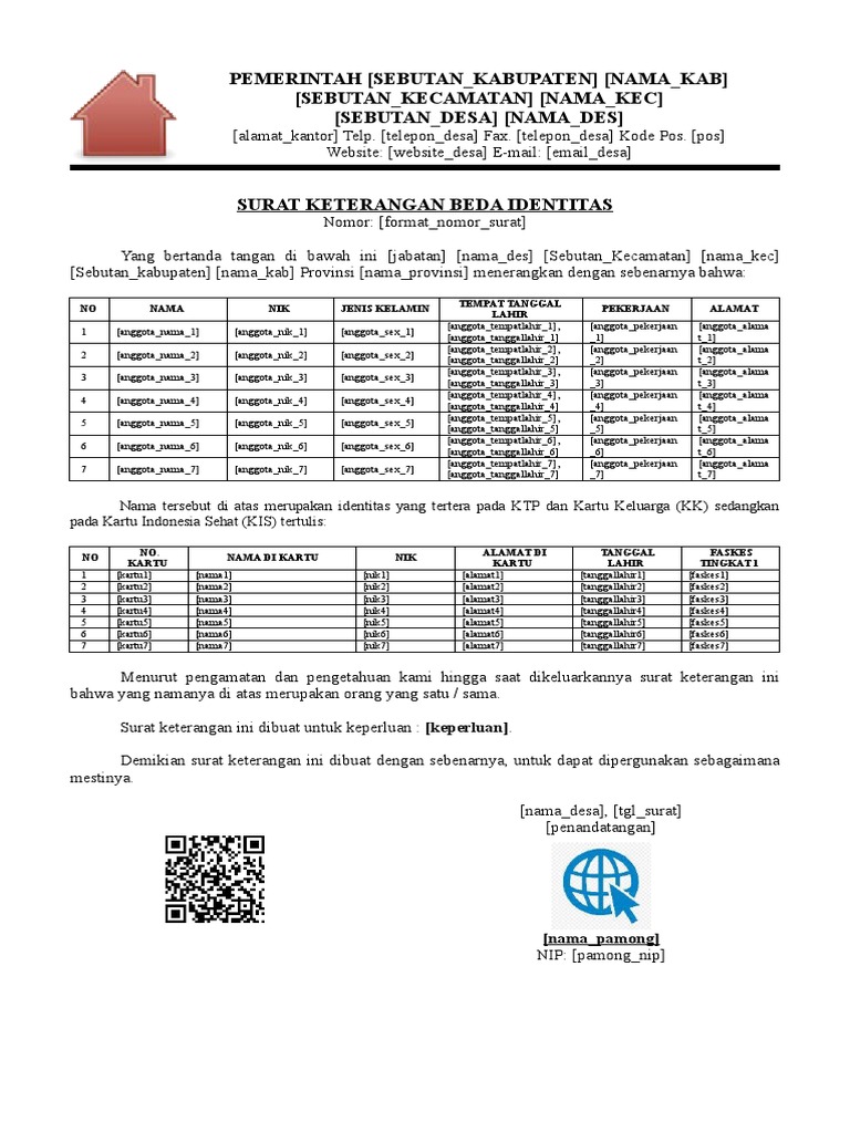 Surat Ket Beda Identitas Kis | PDF