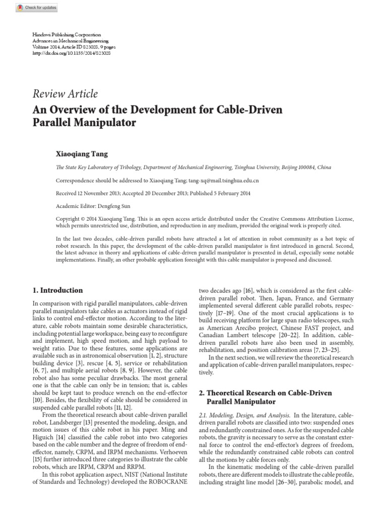 2014 An Overview Of The Development For Cable Driven Parallel