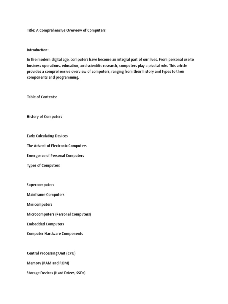 Overview of Computers and Programming | PDF | Art | Computers