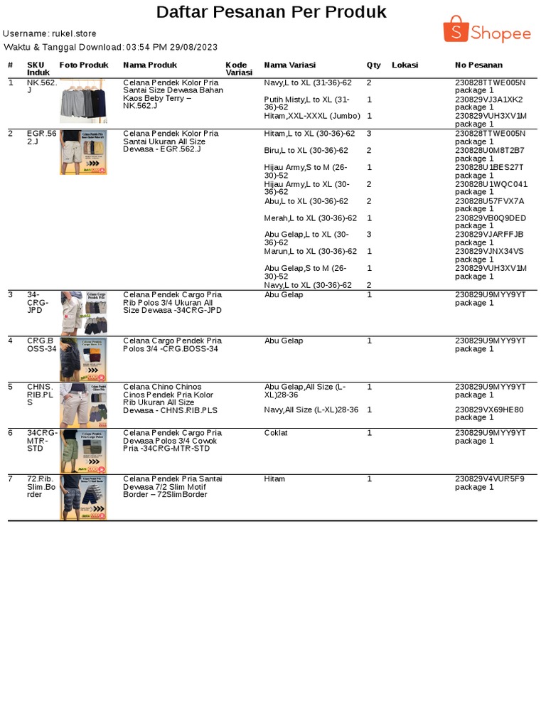 Daftar Pesanan Per Produk - Reguler-13 - 8 | PDF