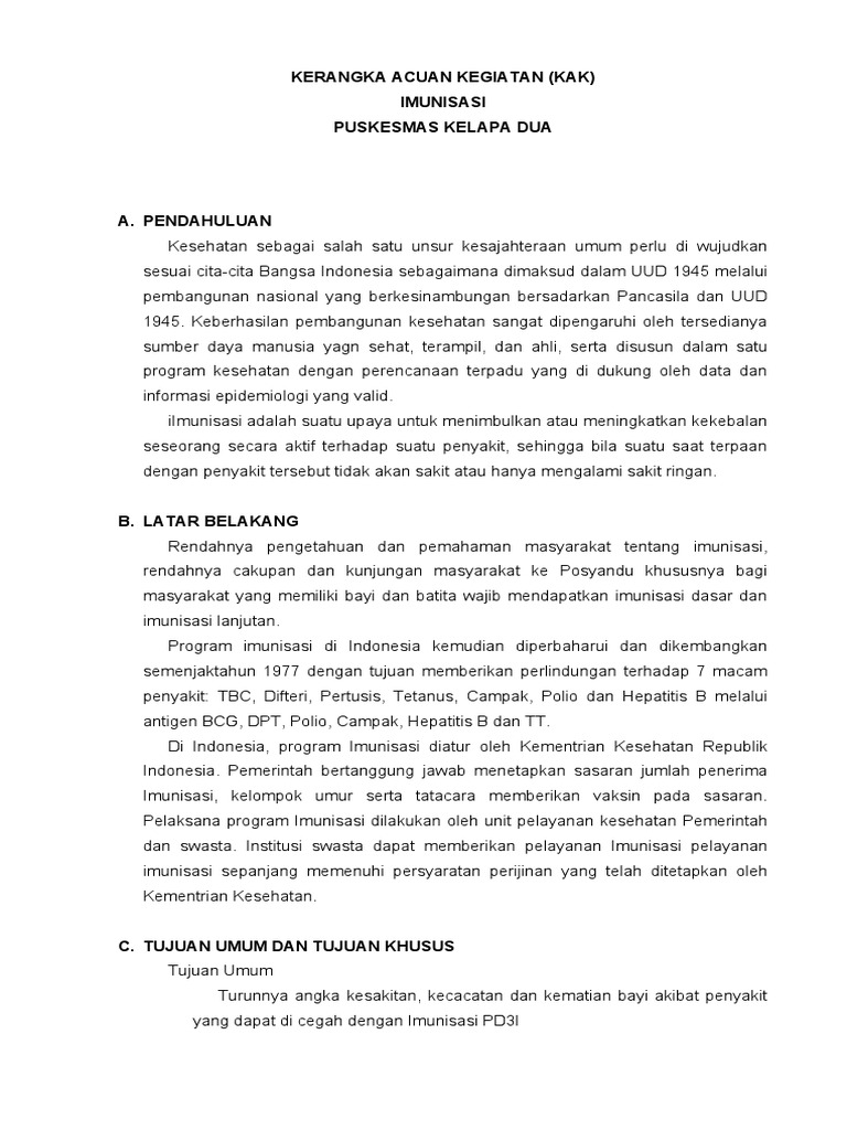 KAK Imunisasi | PDF