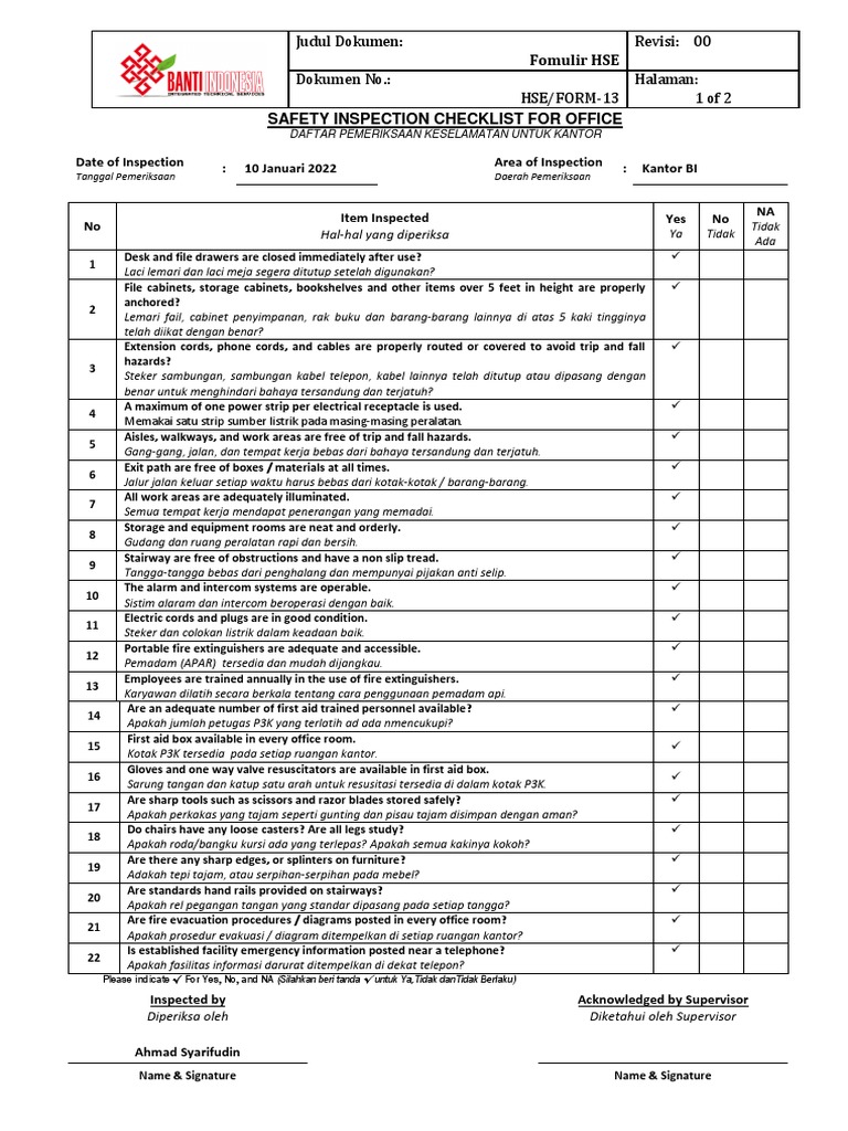 Inspeksi Kantor | PDF