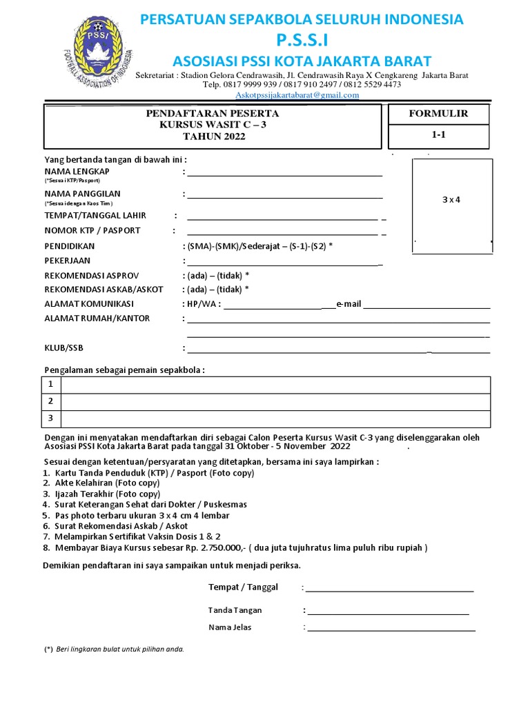 Formulir Khusus Wasit C3 | PDF